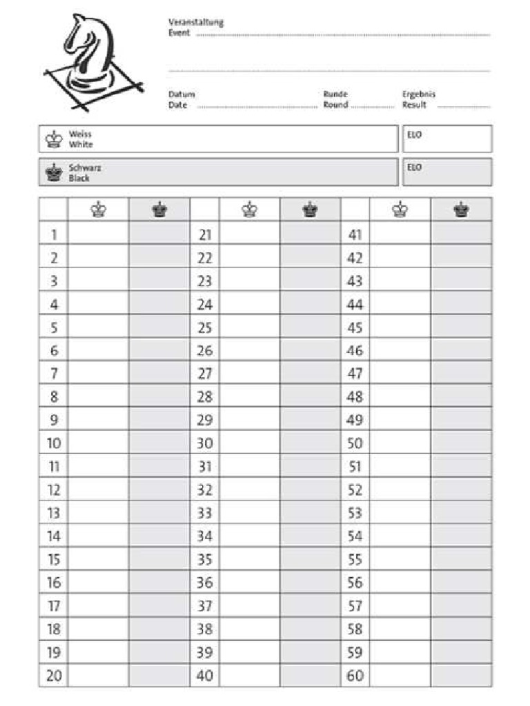 Chess Scoresheet | PDF