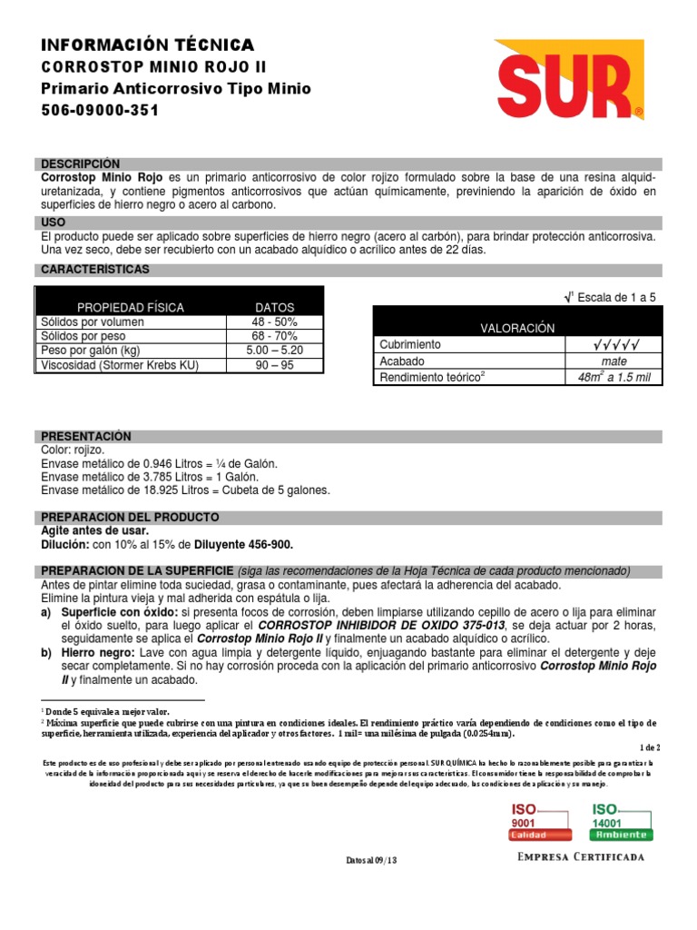 Corrostop Minio Rojo: Anticorrosivo Profesional | PDF | Pintar | Corrosión