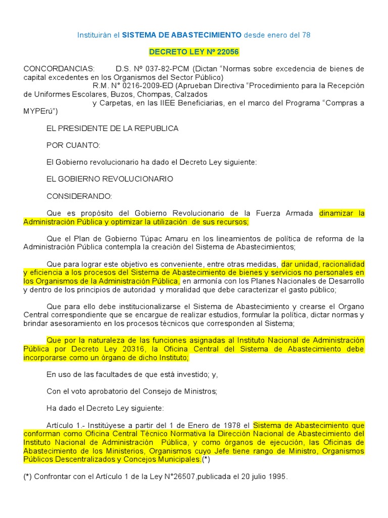 Decreto Ley #22056 | PDF | Administración Pública | Gobierno