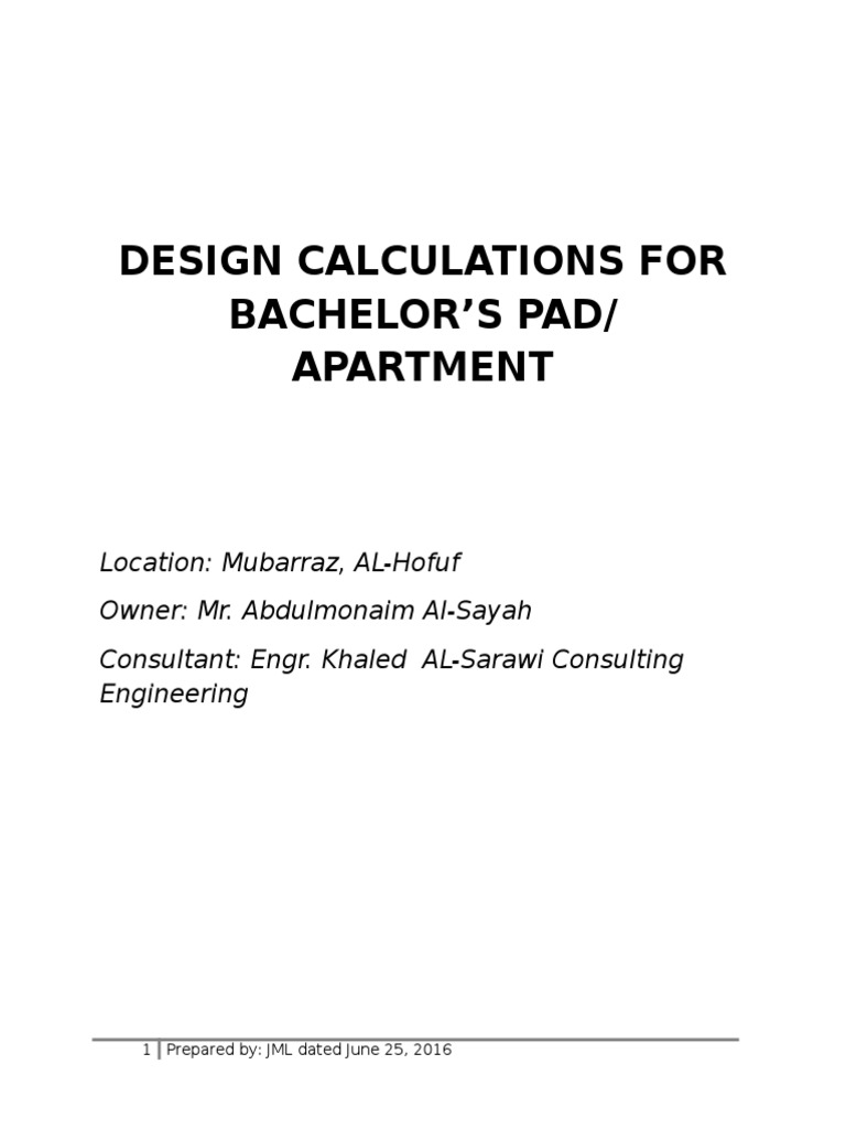Design Calculations For Bachelor (Preliminary) | Download Free PDF ...