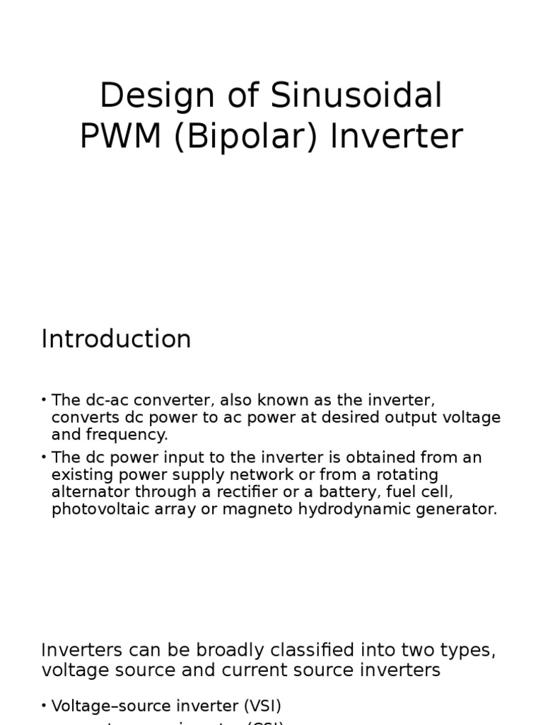 Design of Sinusoidal PWM (Bipolar) Inverter | PDF | Power Inverter | Electrical Engineering