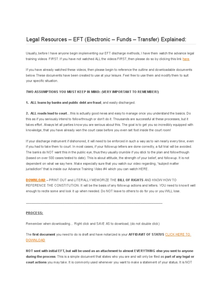 Legal Resources - EFT (Electronic - Funds - Transfer) Explained | PDF ...