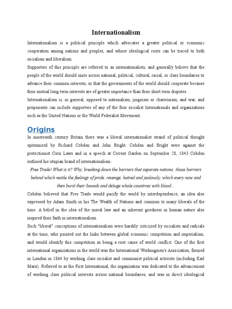 Internationalism | PDF | Internationalism (Politics) | Communist International