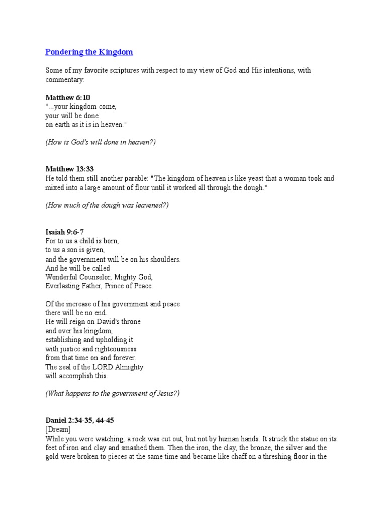 Pondering The Kingdom | PDF | Gospel Of Matthew | Jesus