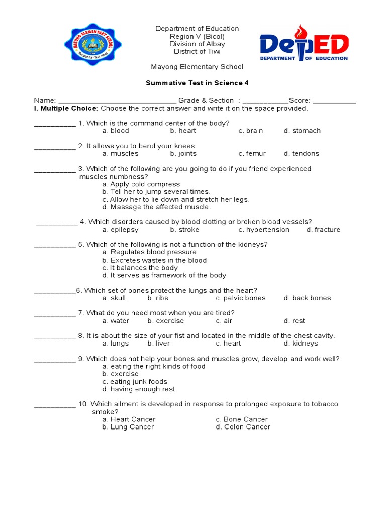 Grade 4 Science Quarter 2 Test | PDF | Weather | Soil