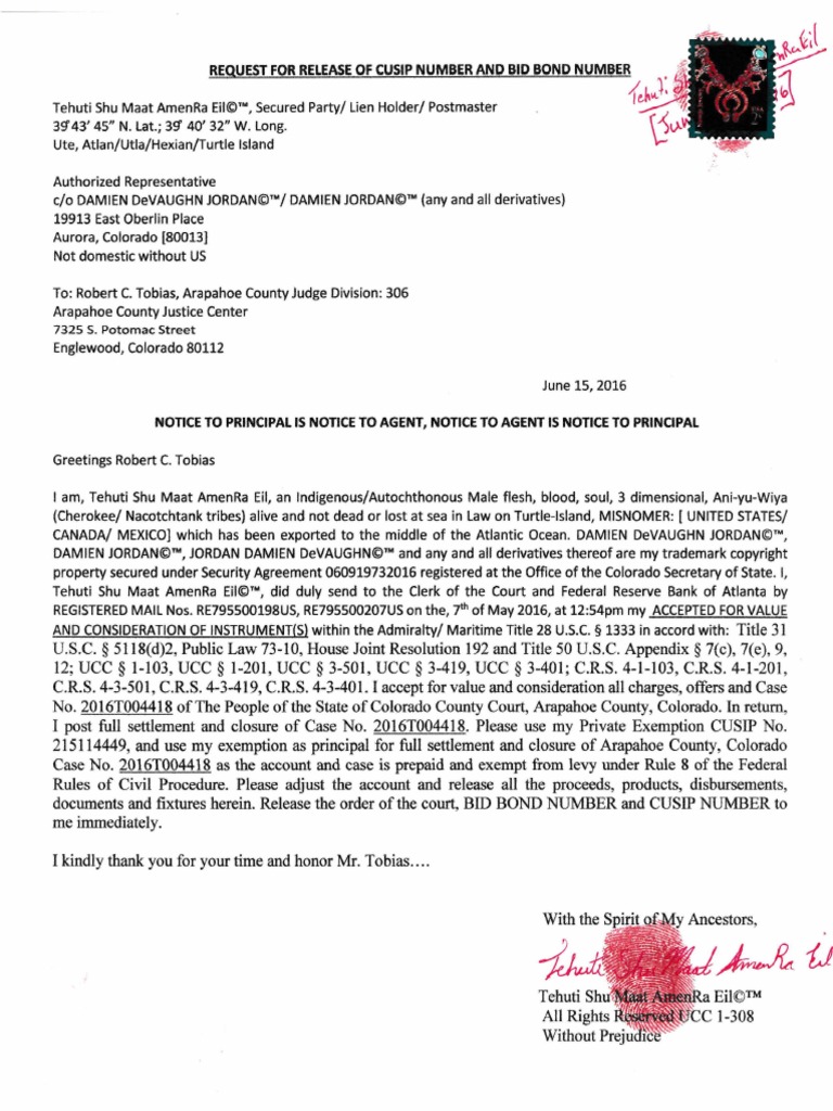 Letter With A4V To Judge Tobias | PDF | Epistle To Philemon | Human ...