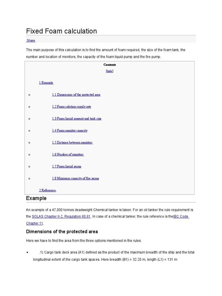 Fixed Foam Calculation | Download Free PDF | Oil Tanker | Foam