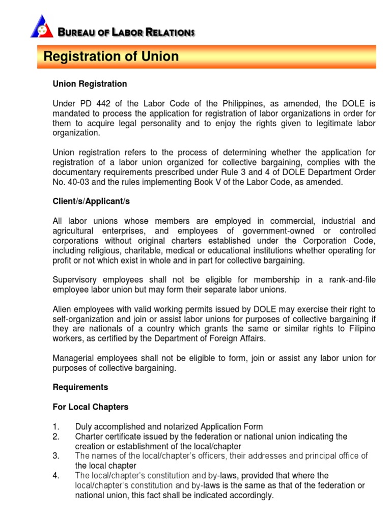 Registration of Unions | PDF | Ratification | Trade Union