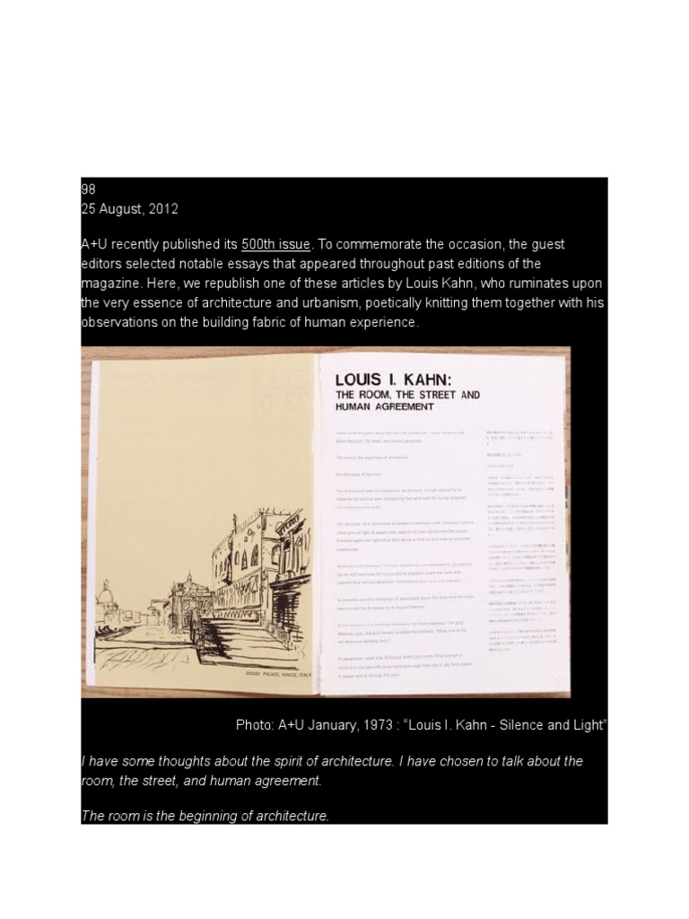 Kahn on Architecture and Human Connection | PDF | Poetry