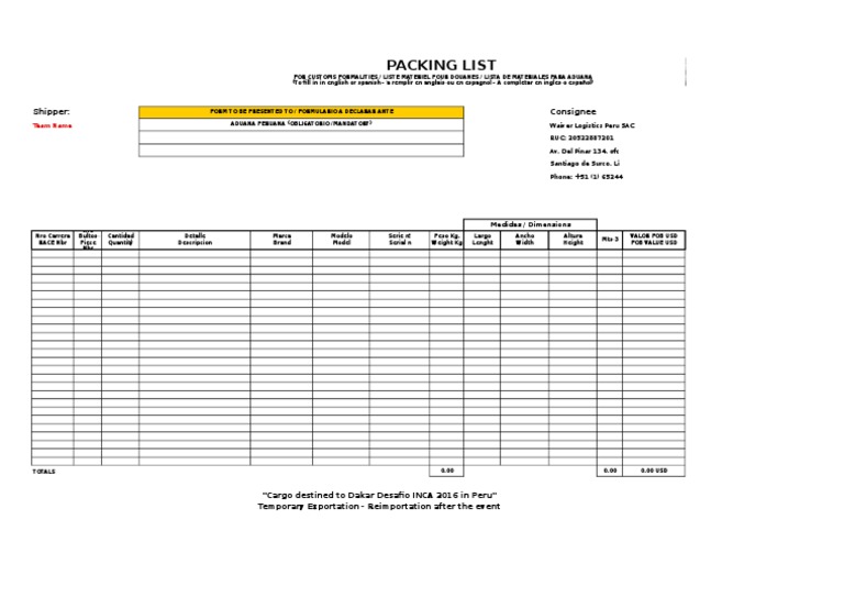 Packing List: Shipper: Consignee | PDF