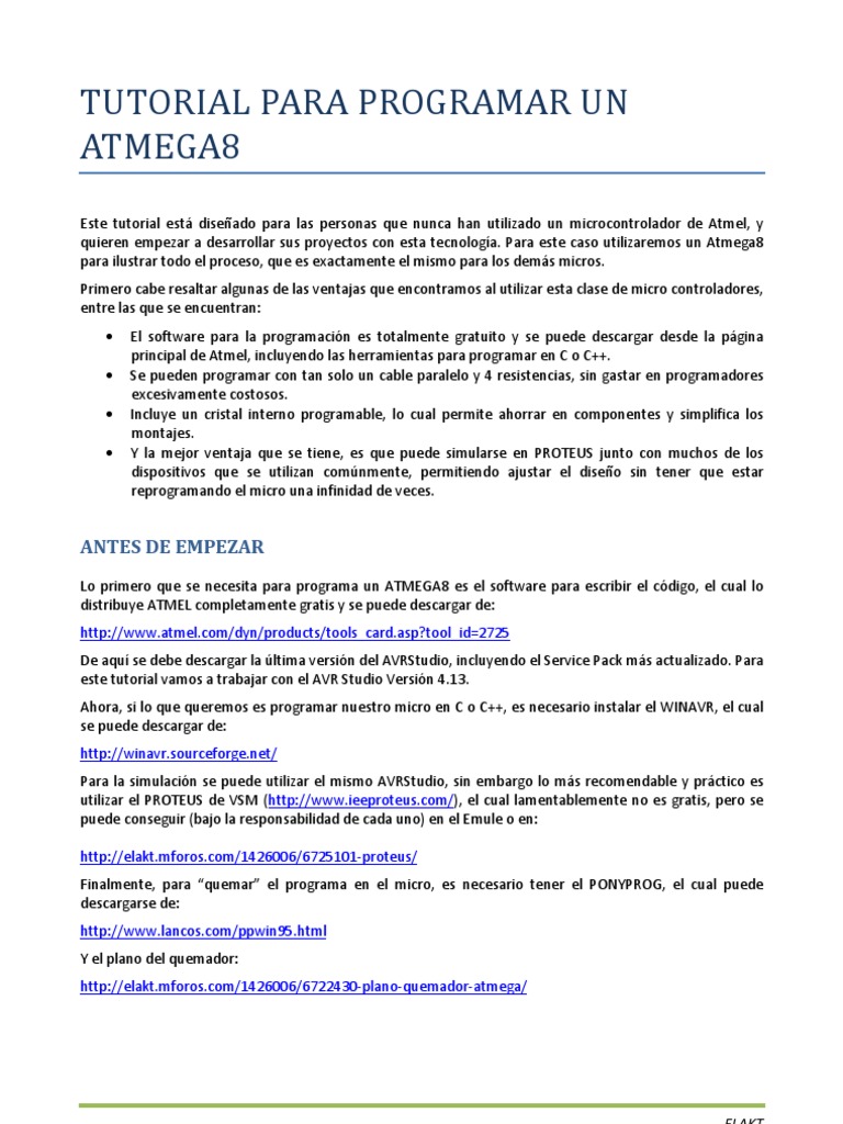 Tutorial Atmega Pdf Microcontrolador Programa De Computadora