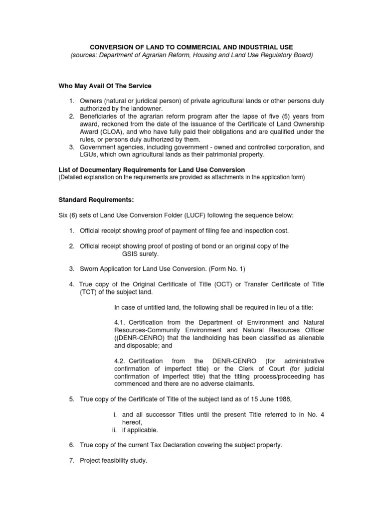 Conversion of Land To Commercial and Industrial Use | PDF | Government ...