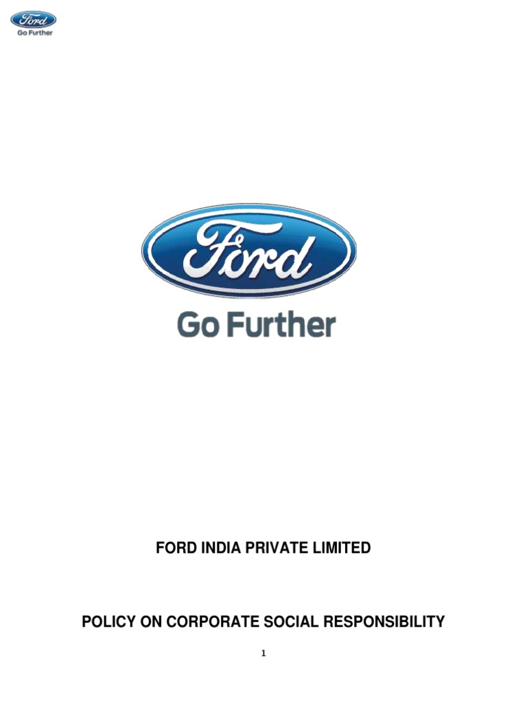Ford India P LTD CSR POlicy | PDF | Ford Motor Company | Corporate ...