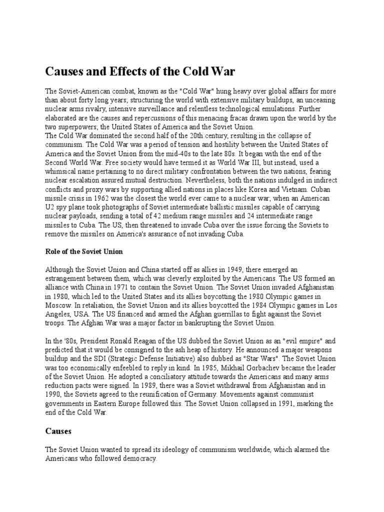Causes and Effects of the Cold War | Cold War | Soviet Union