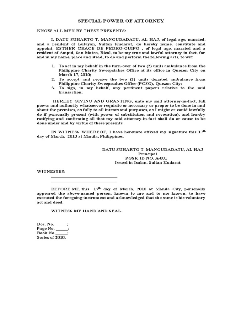 SPA | PDF | Power Of Attorney | Notary Public