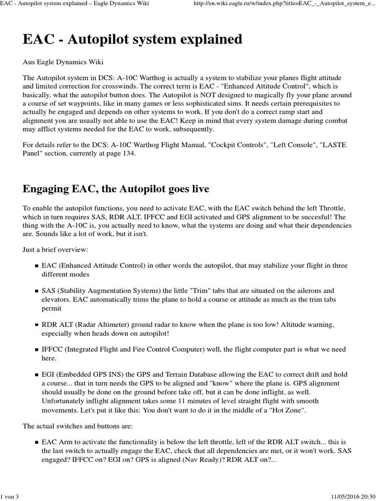 EAC - Autopilot System Explained | PDF | Aviation | Aircraft