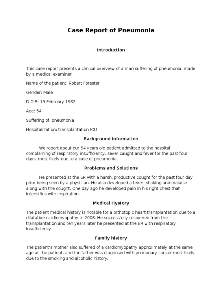 Case Report: Pneumonia in Adult Patient | PDF | Pneumonia | Rtt