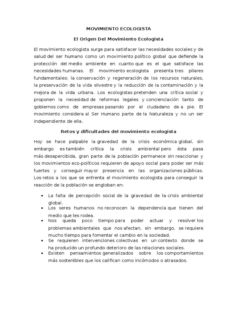 Movimiento Ecologista | PDF