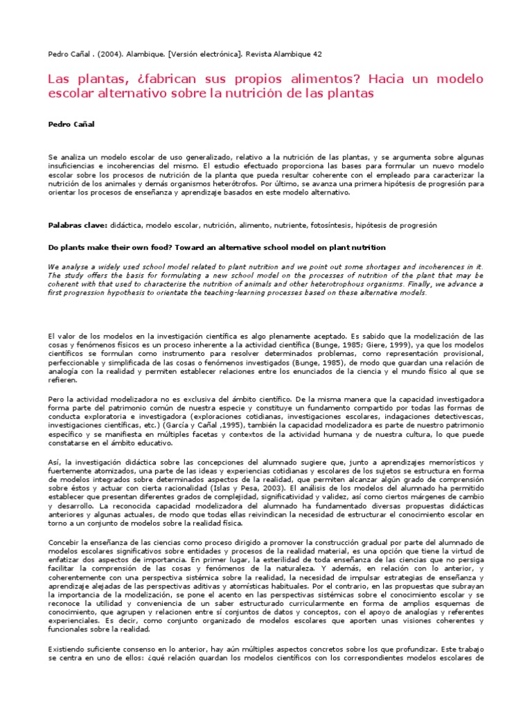 Las Plantas Fabrican Su Propio Alimento CAÑAL | PDF | Nutrientes | Plantas