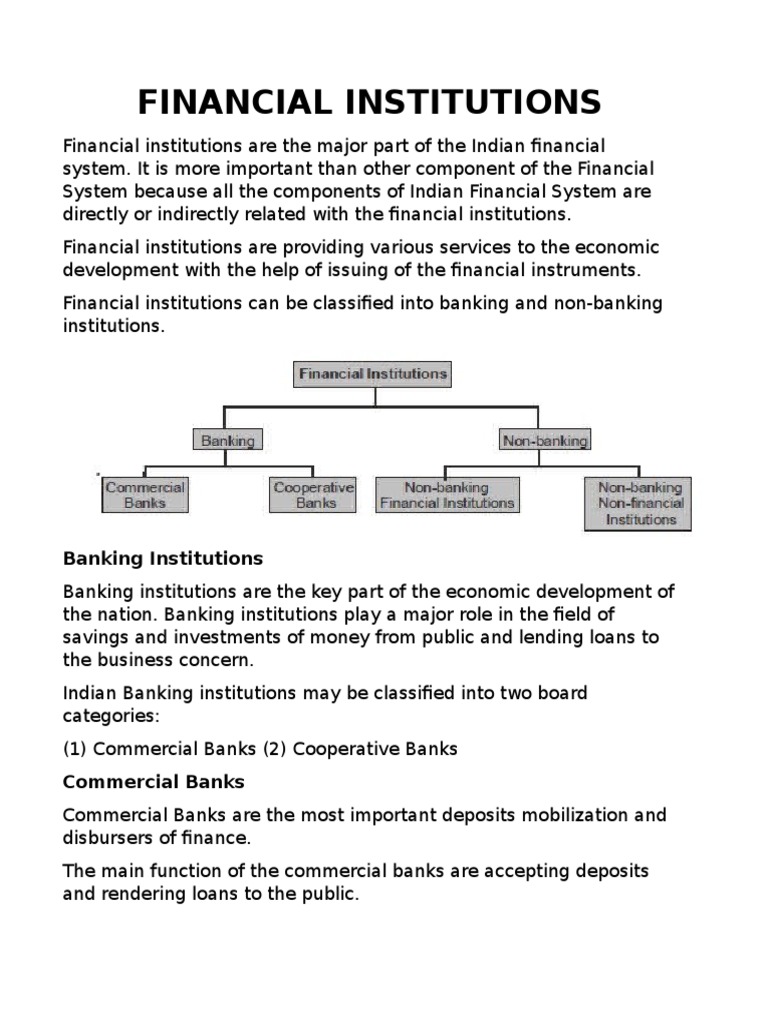 Financial Institutions in India | PDF | Reserve Bank Of India ...