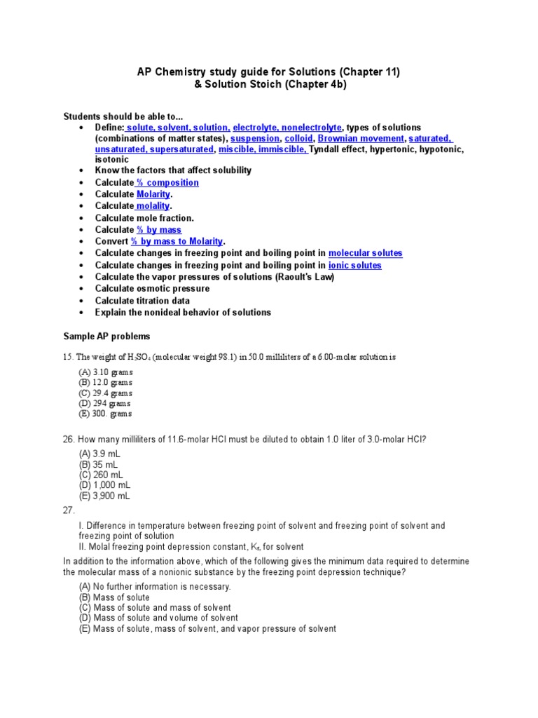 AP Chapter 11 - Solutions | PDF | Solution | Mole (Unit)