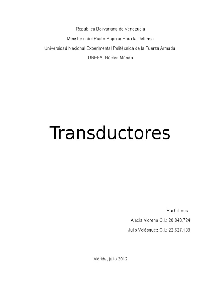 Introducción a los Transductores | PDF | Sensor | Electrónica