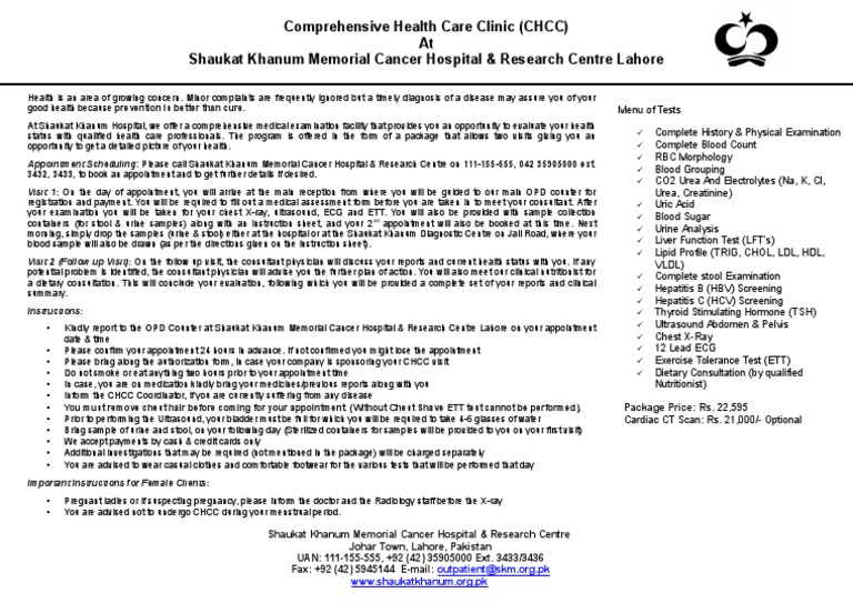 CHCC Leaflet | PDF | Medical Diagnosis | Health Sciences