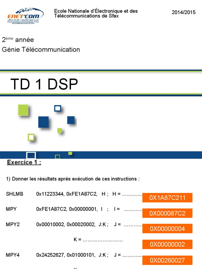 TD1 DSP 2GT 2014-2015 | PDF | Processeur de signal numérique | Échecs