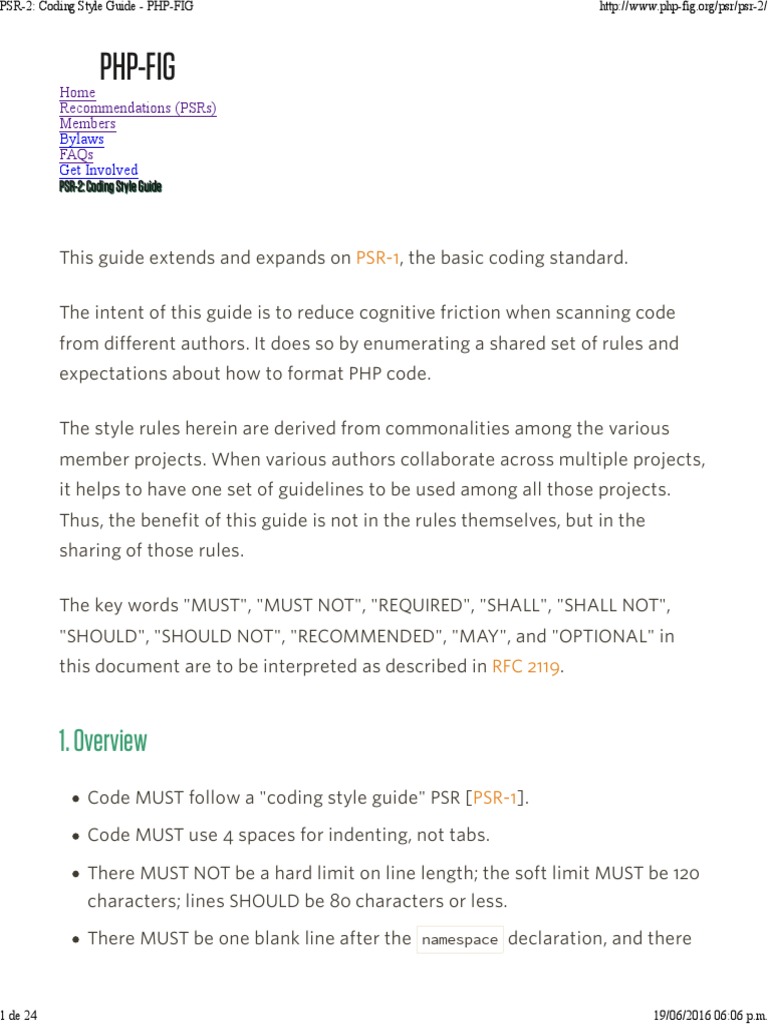PSR-2 - Coding Style Guide - PHP-FIG | PDF | Bracket | Control Flow
