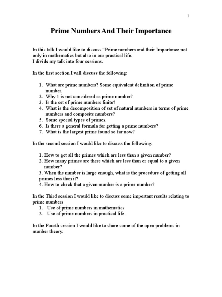 Prime Numbers and Their Importance | PDF | Prime Number | Factorization