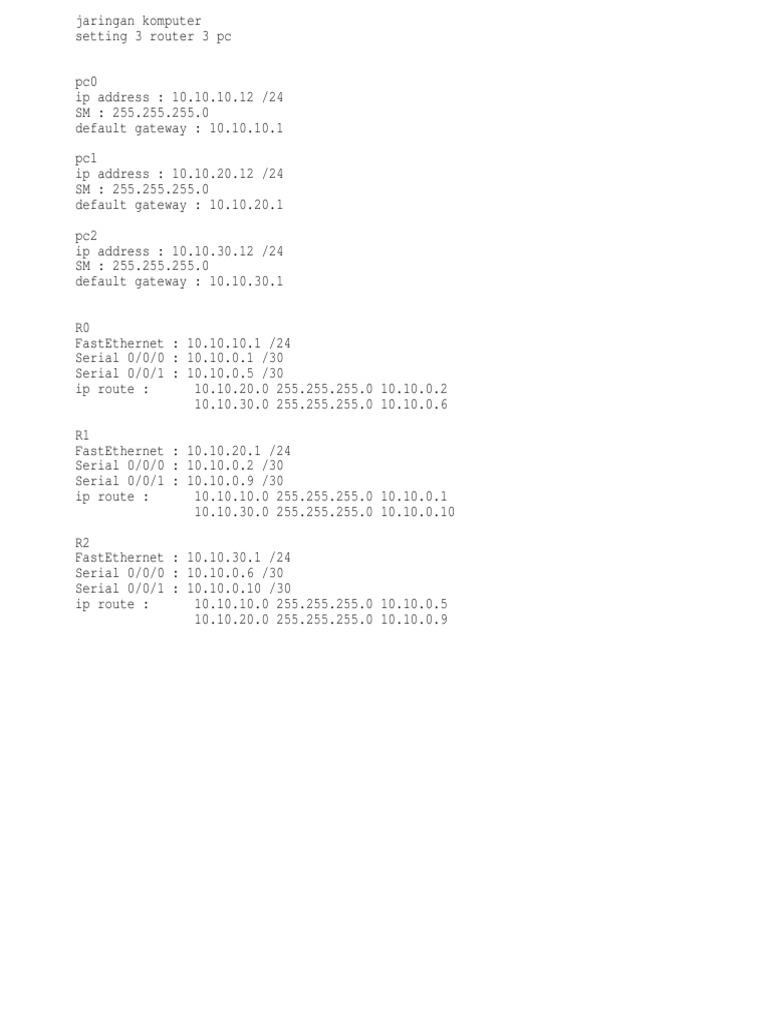 Settingan 3 Router 3 PC | PDF | Computers | Technology & Engineering