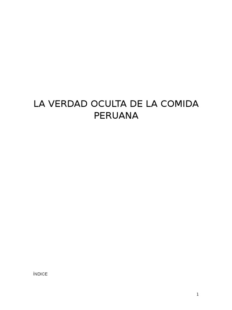 Comida Peruana: Salud y Críticas | PDF | Alimentos | Nutrición