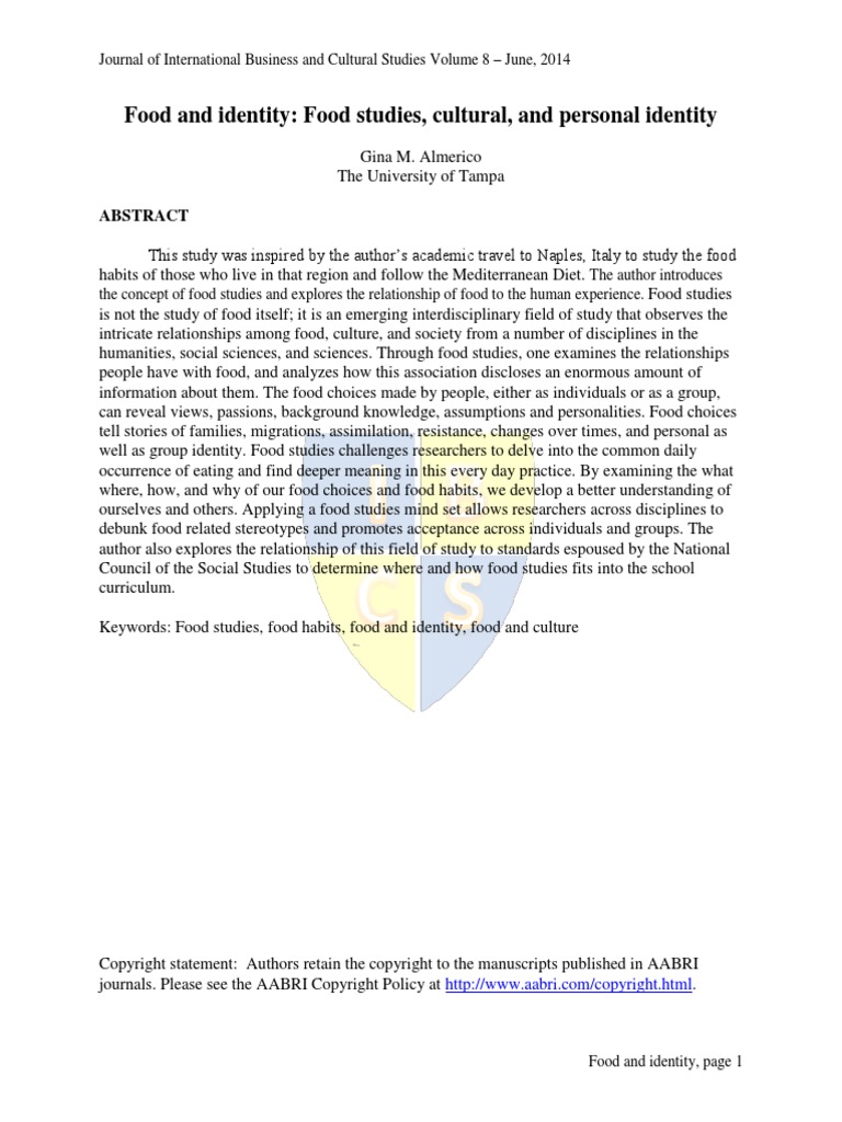 Food and Identity | PDF | Social Science | Self-Improvement