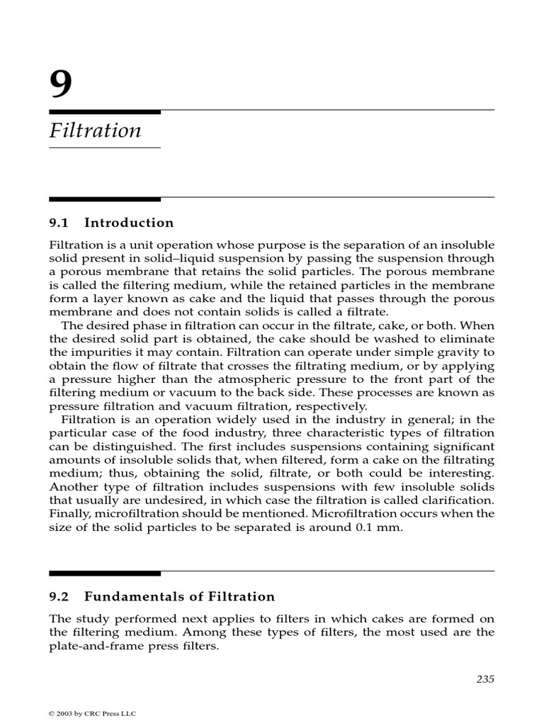 Cap 09 Filtracion | PDF | Filtration | Chemical Engineering