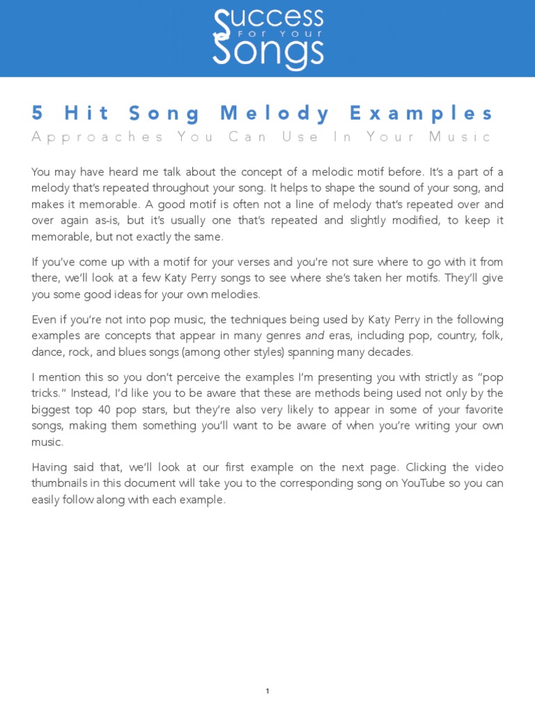 5 Hit Song Melody Examples | Song Structure | Songs