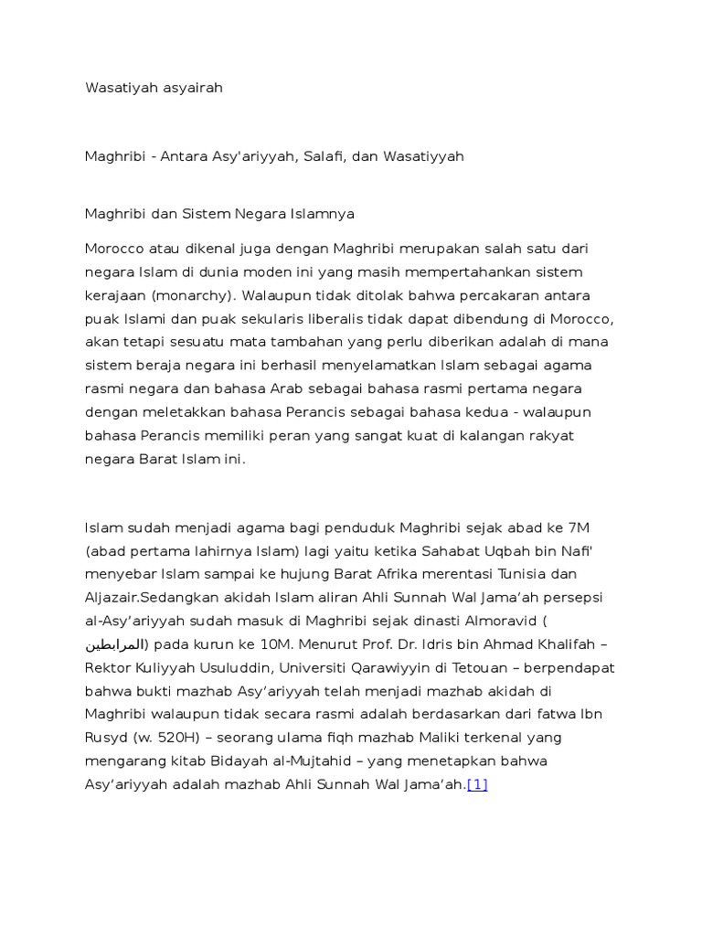 Wasatiyah Asyairah | PDF