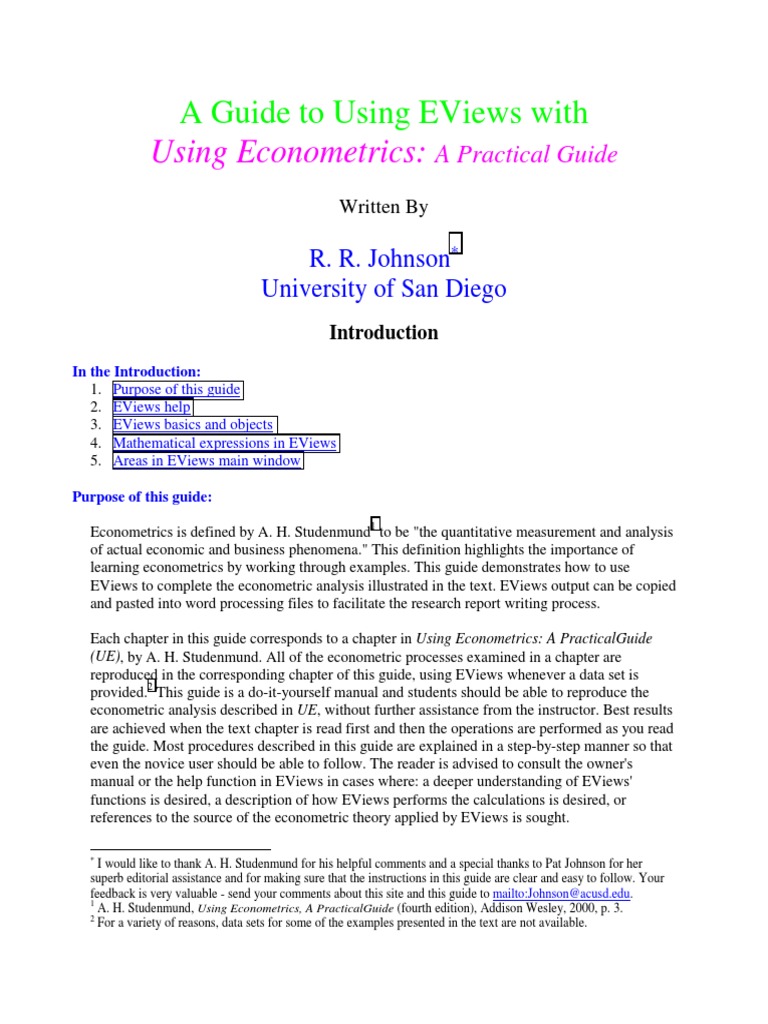EViews Tutorial | PDF | Regression Analysis | P Value
