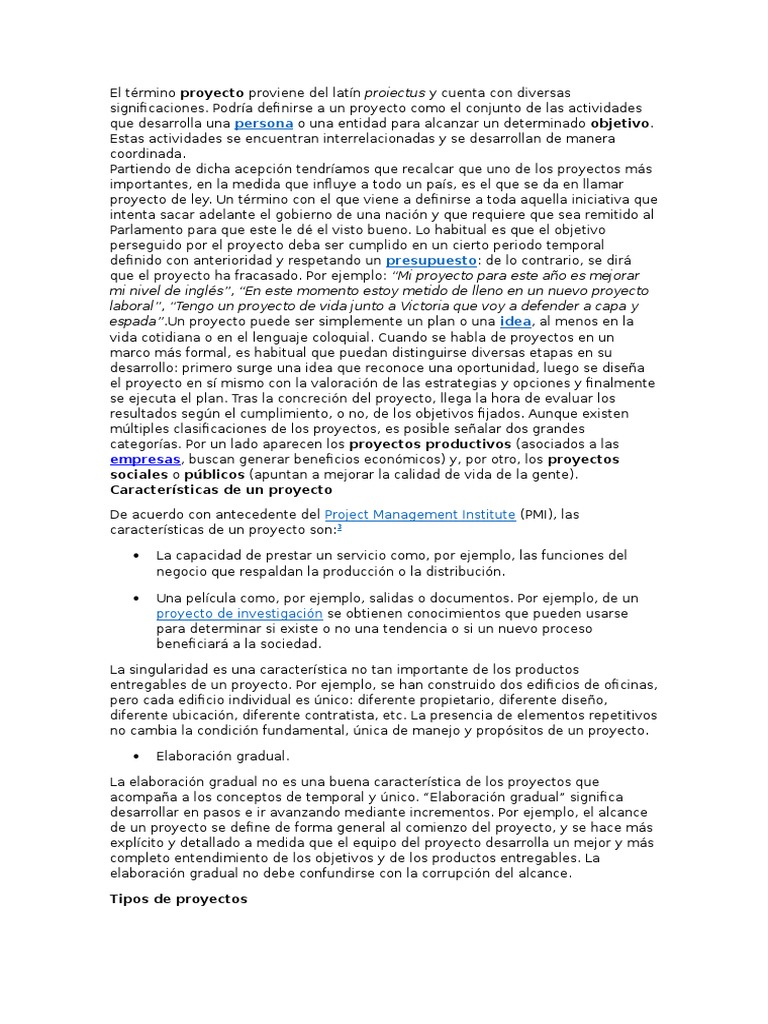 El Término Proyecto Proviene Del Latín Proiectus y Cuenta Con Diversas ...