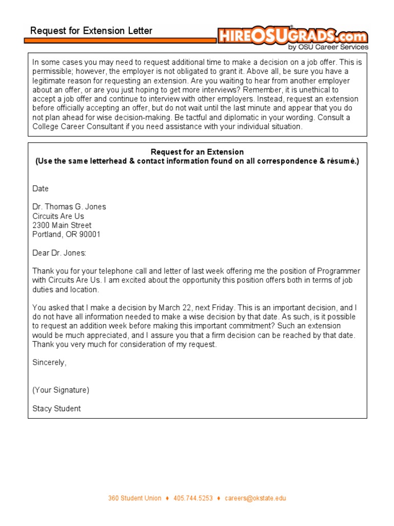 Request For Extension Letter | PDF