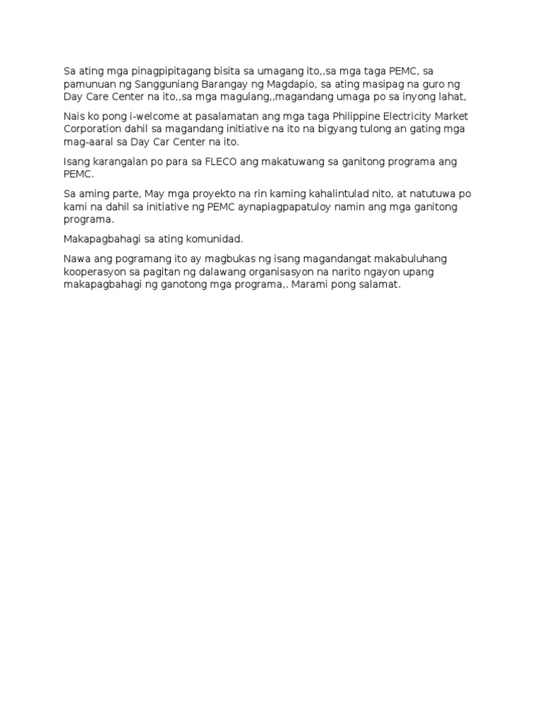 Sample Opening Remarks | PDF