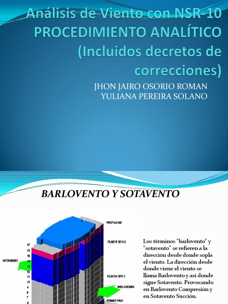 Analisis de Viento Con NSR 10 | PDF | Velocidad del viento | Barlovento y sotavento