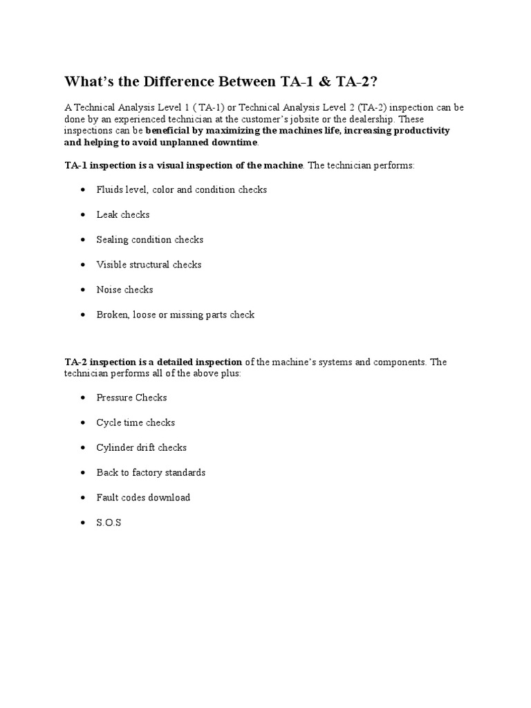 TA1 - TA2 Inspections On Your Cat® Machine | PDF
