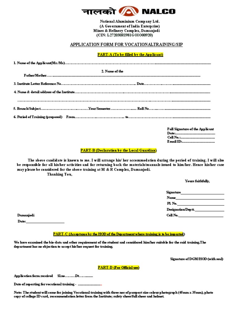 Vocational Training-Declaration Form & Guidelines-2016-17 | PDF ...