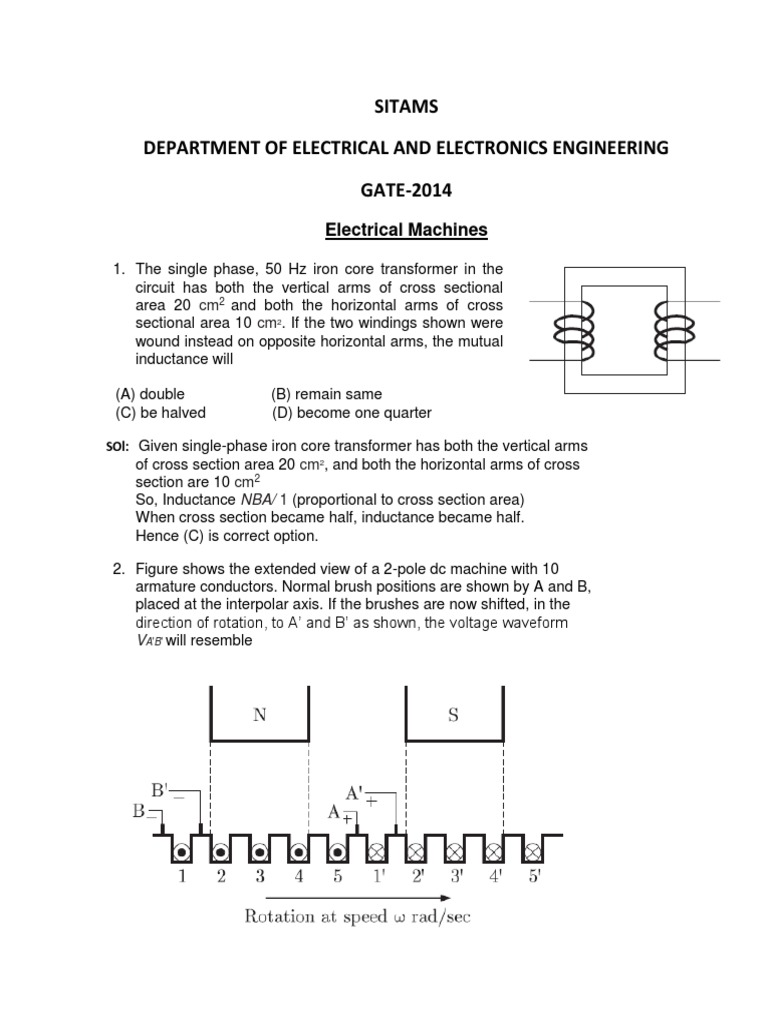 Electrical Machines Questions | Electric Motor | Transformer
