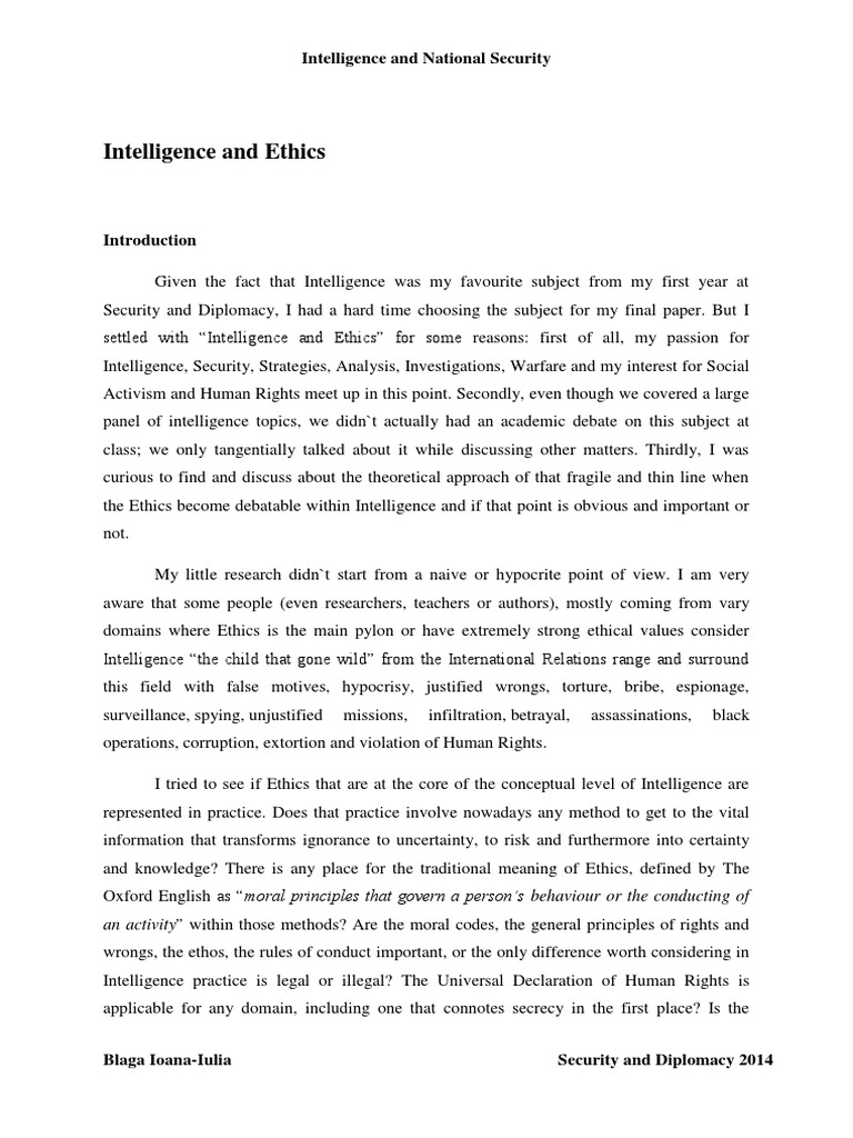 Intelligence and Ethics | PDF | Signals Intelligence | Espionage
