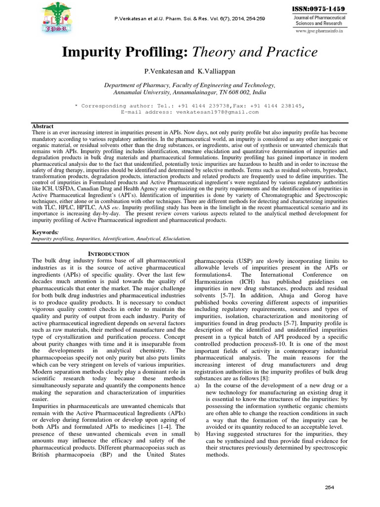 Impurity Profiling Theory and Practice | PDF | Pharmaceutical Drug ...
