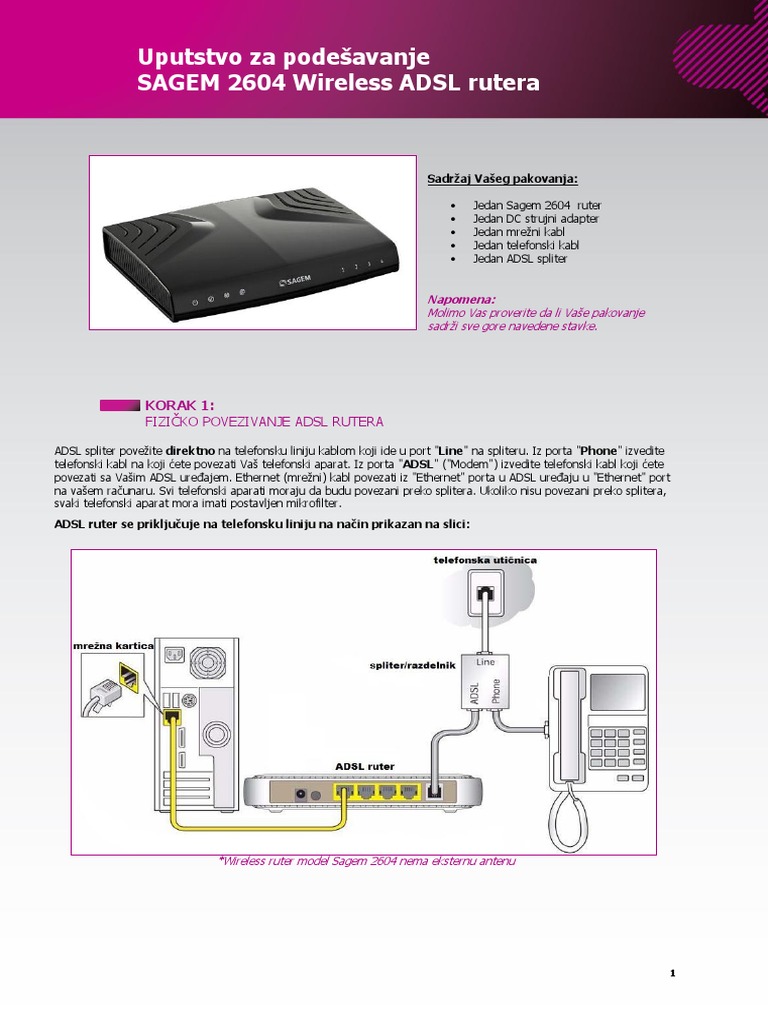 Uputstvo - Za - Podesavanje - Wireless - SAGEM - 2604 - ADSL2+ - Rutera ...