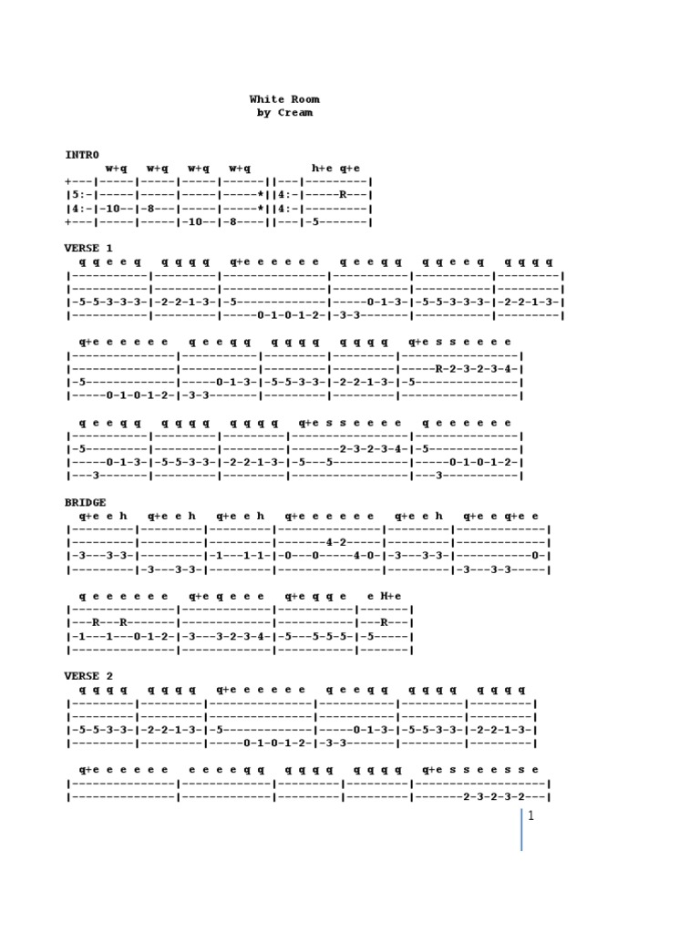 White Room Bass Tab | PDF | Song Recordings | Recorded Music