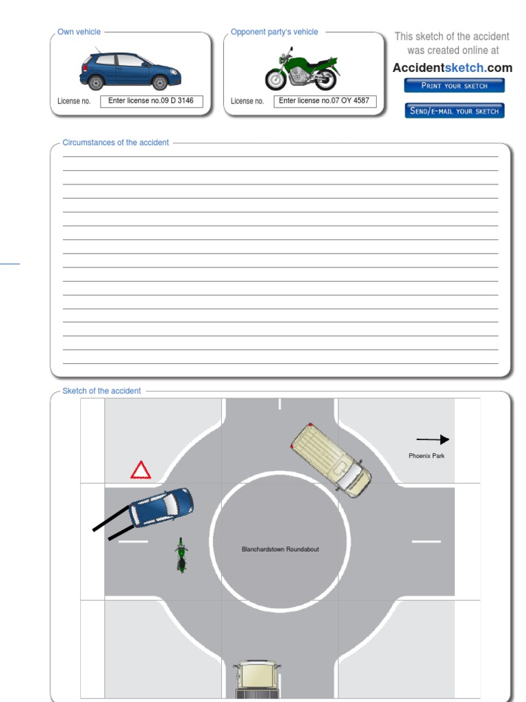 Traffic Accident Diagram Templates Pdf Standard Form 91 Motor