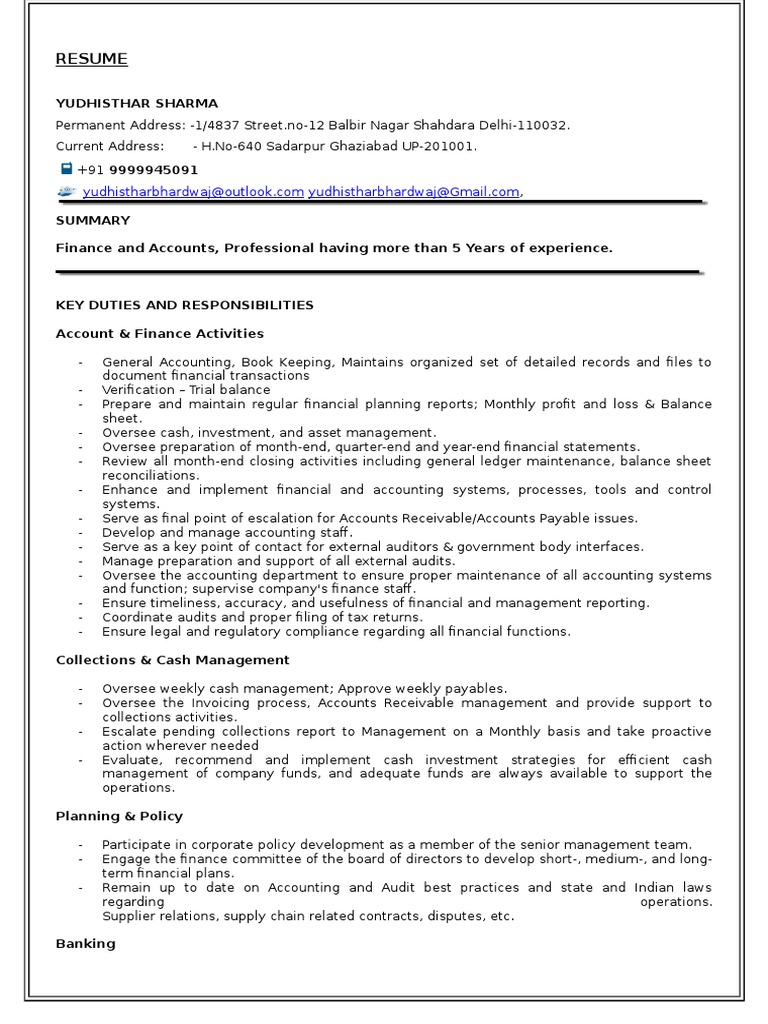 Resume Yksharma | PDF | Audit | Taxes